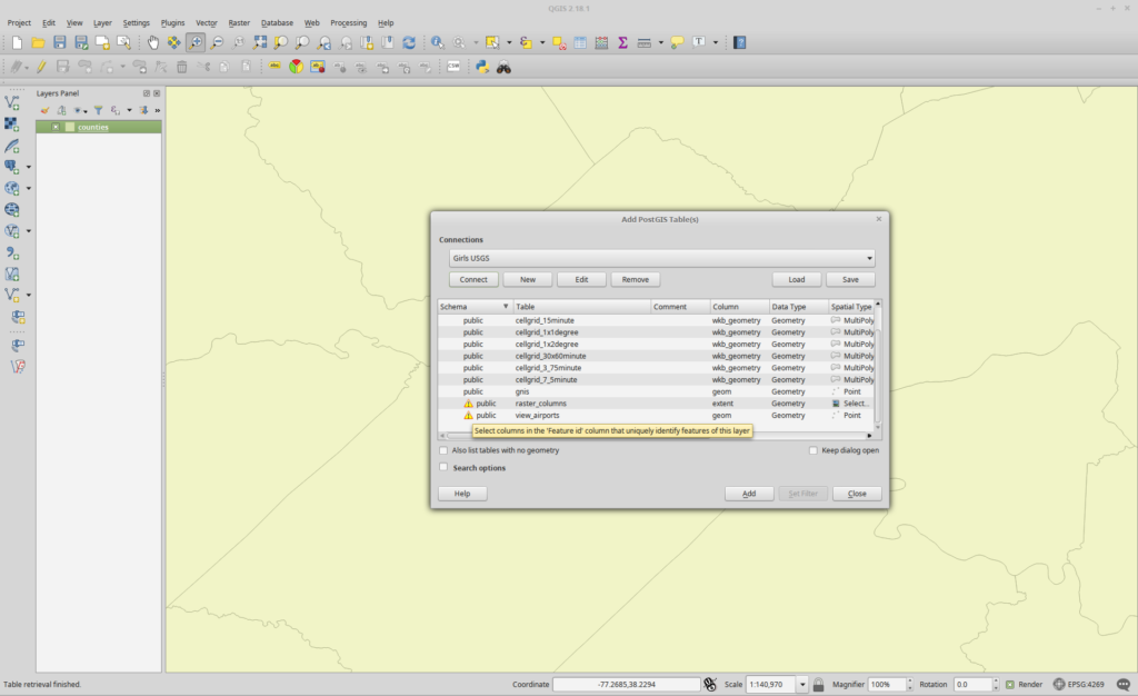 Filtering Data from a Geospatial Database using QGIS | Brian's Geek Blog