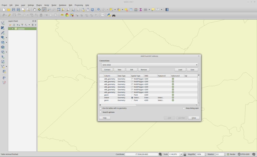 Filtering Data from a Geospatial Database using QGIS | Brian's Geek Blog
